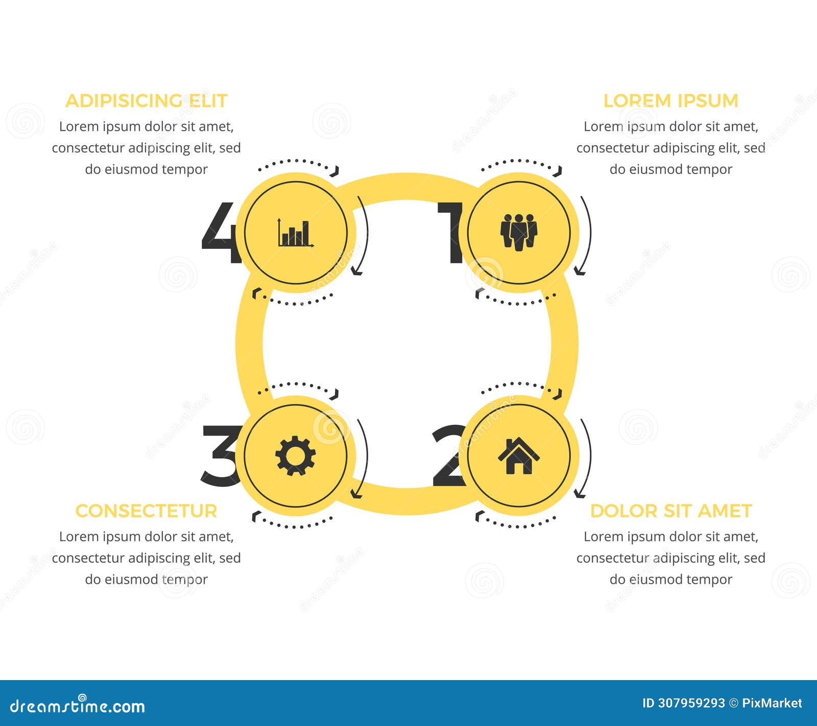 Circle Diagram Template - Four Elements Stock Vector - Illustration of ...