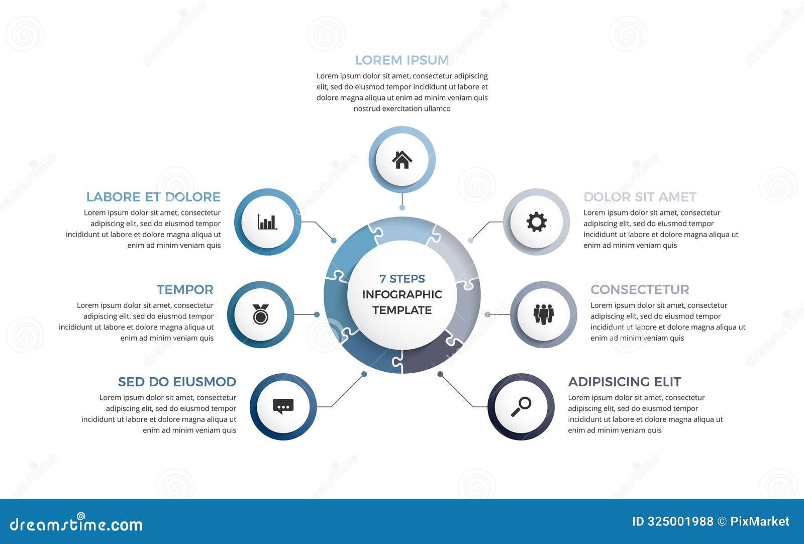 Circle Diagram Template - Seven Elements Stock Illustration ...