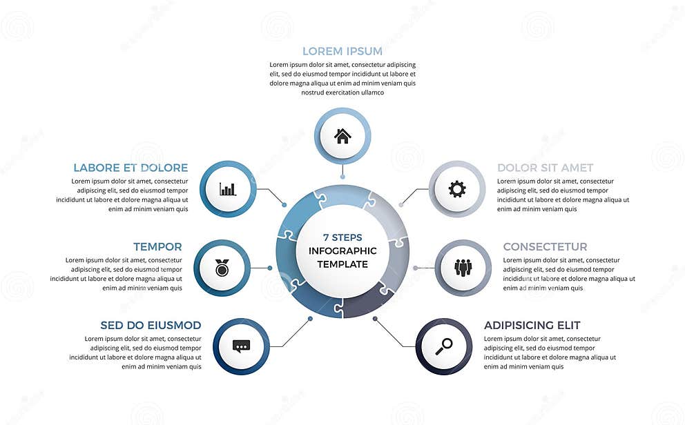 Circle Diagram Template - Seven Elements Stock Illustration ...