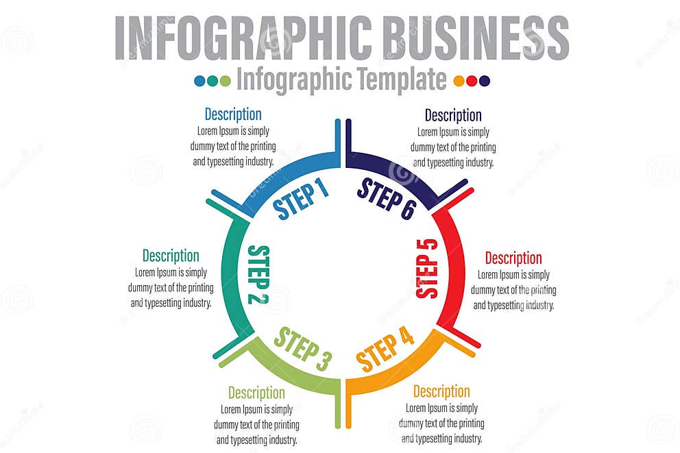 Circle Diagram Template with Six Steps, Six 6 Option, Six 6 Elements ...