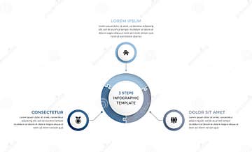 Circle Diagram Template - Three Elements Stock Vector - Illustration of ...