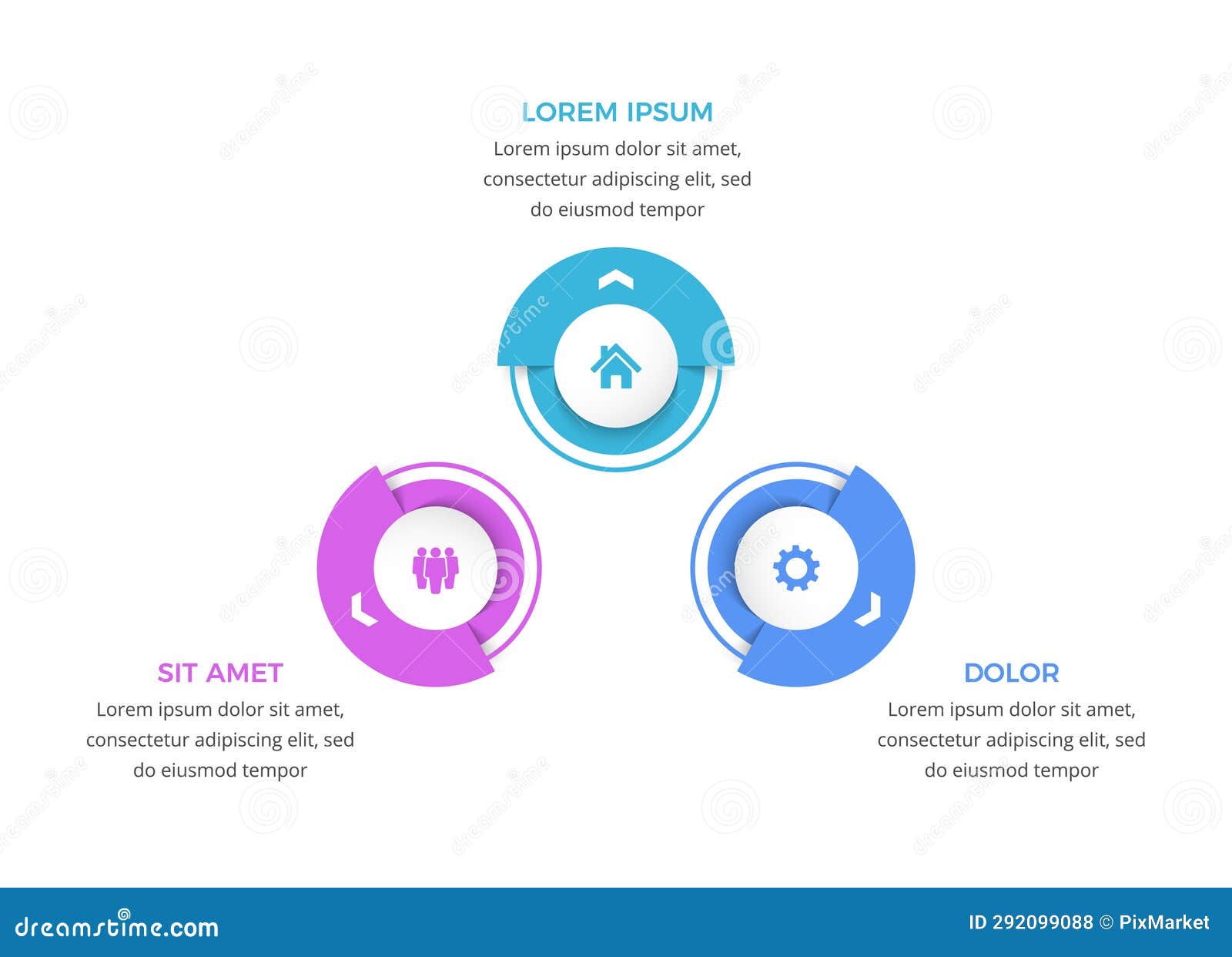 Three Elements Banner. 3 Steps Design, Chart, Infographic, Step Cartoon ...
