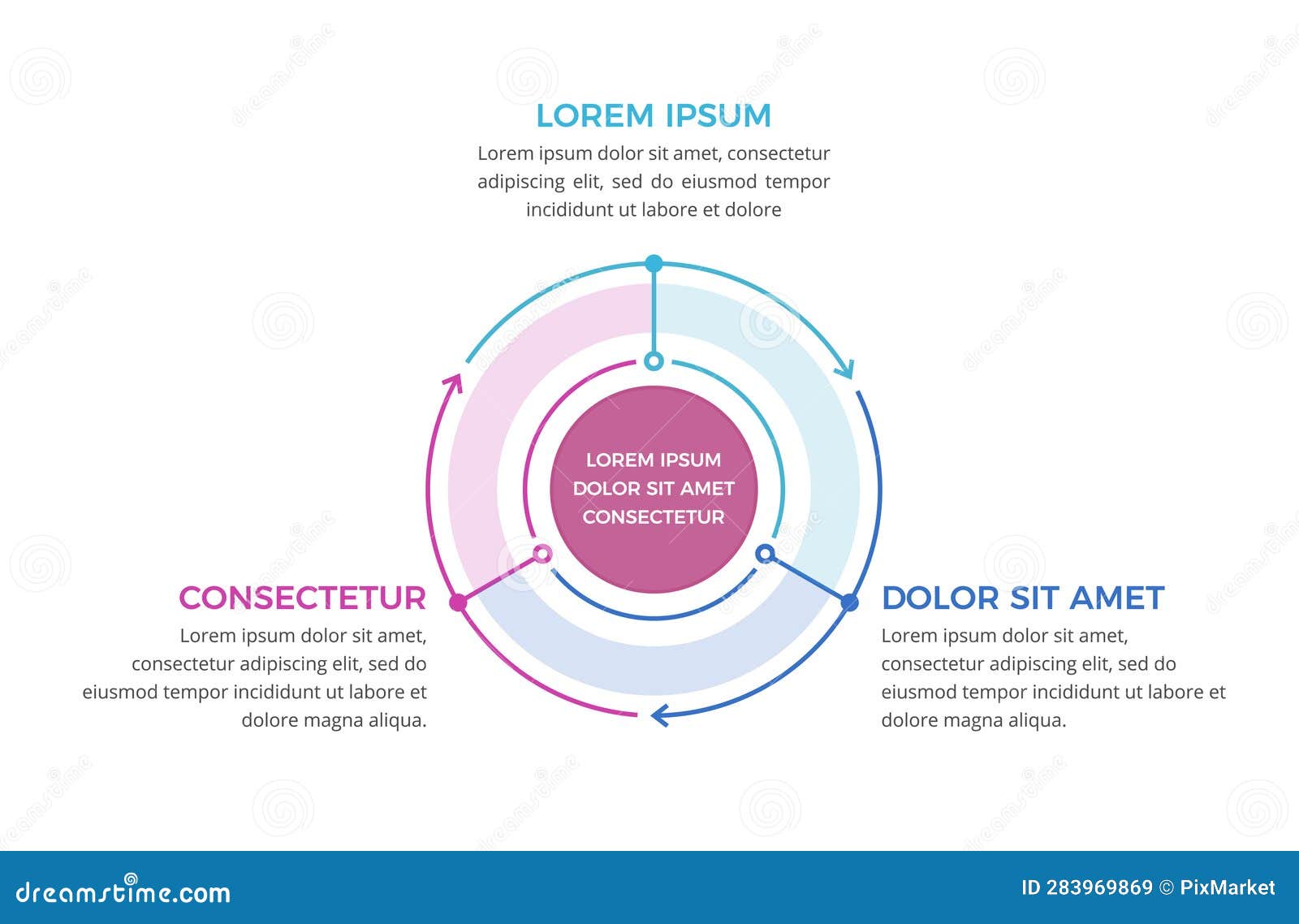 Circle Diagram - Three Elements Stock Vector - Illustration of template ...