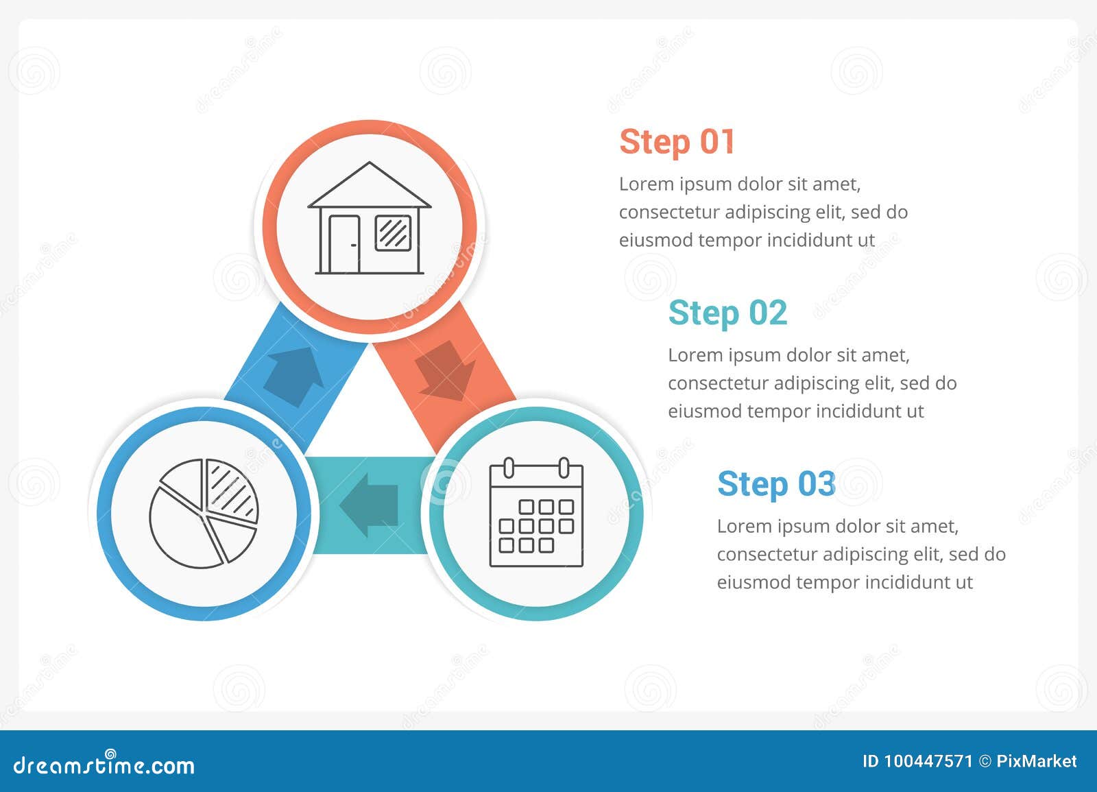 Three Elements Banner. 3 Steps Design, Chart, Infographic, Step Cartoon ...