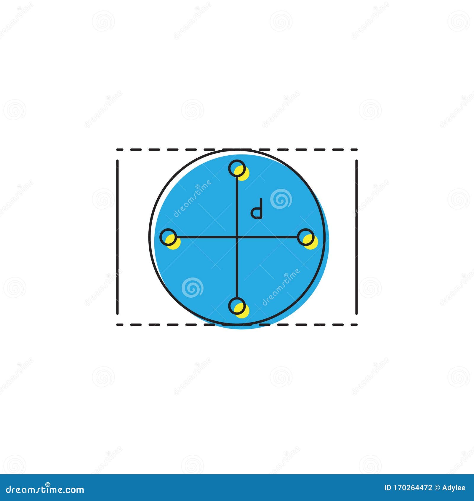 Circle Diameter Vector Icon Isolated on White Background Stock Vector ...