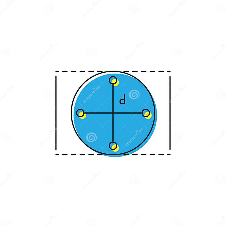 Circle Diameter Vector Icon Isolated on White Background Stock Vector ...