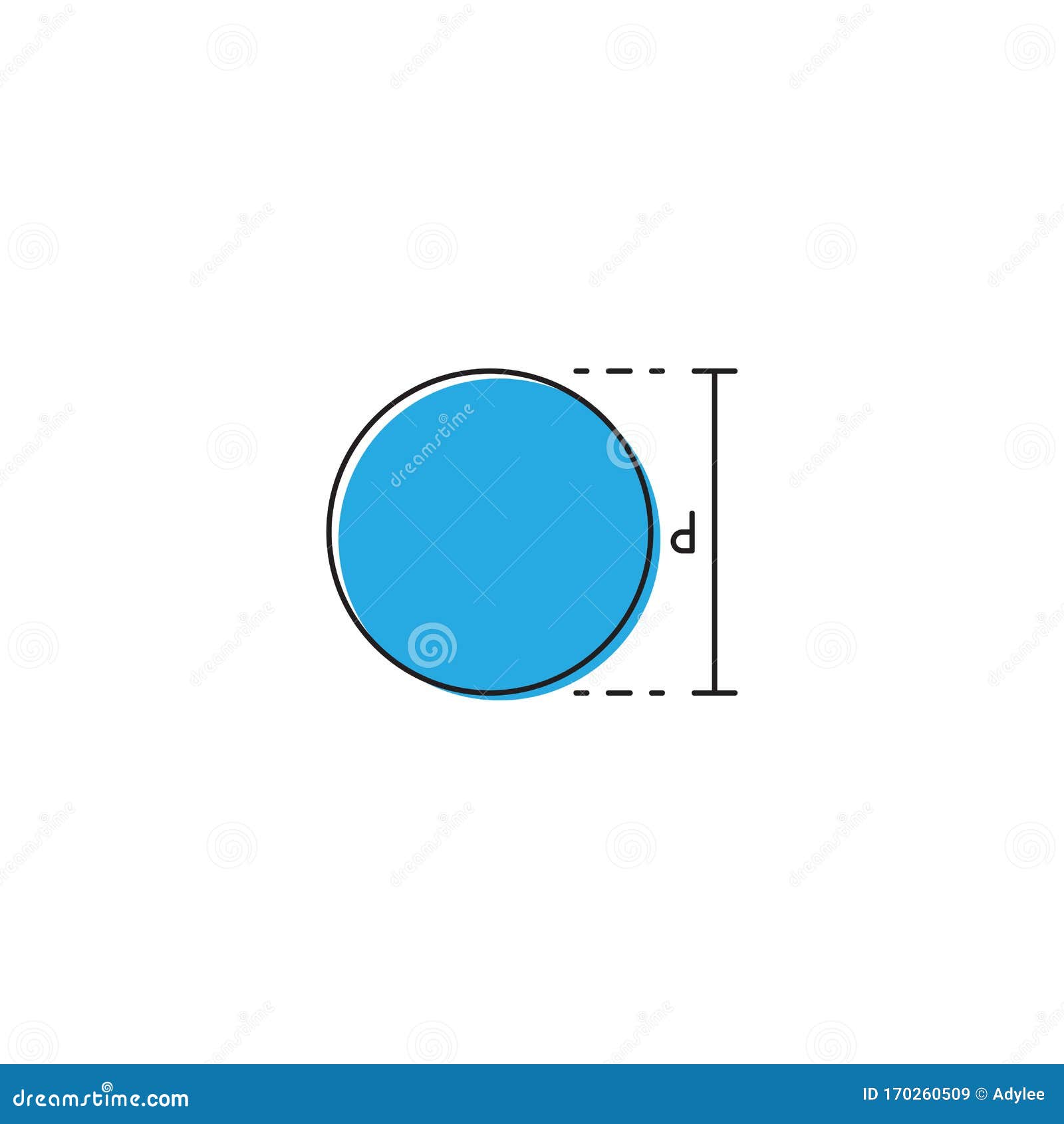 Circle Diameter Vector Icon Isolated on White Background Stock Vector ...