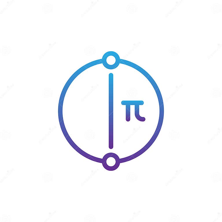 Circle Diameter Vector Icon Symbol Education Isolated on White ...