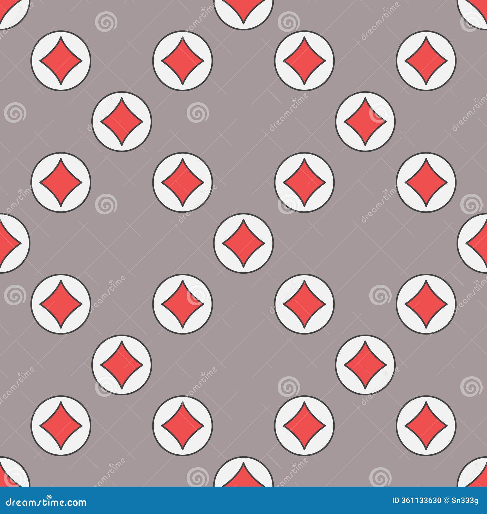 Circle with Diamonds Playing Card Suit Vector Seamless Pattern Stock ...