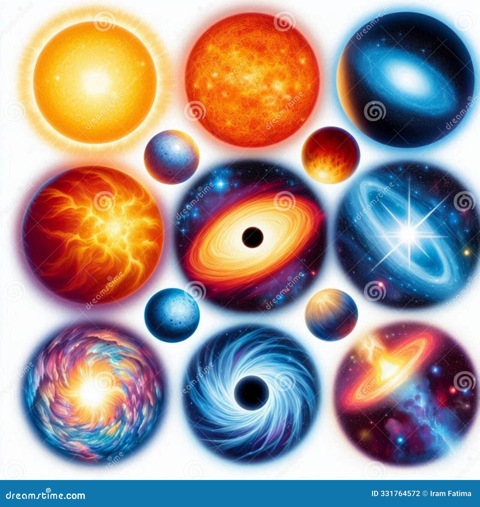 A Circle of Different Planets with the Sun and the Star. Stock Photo ...