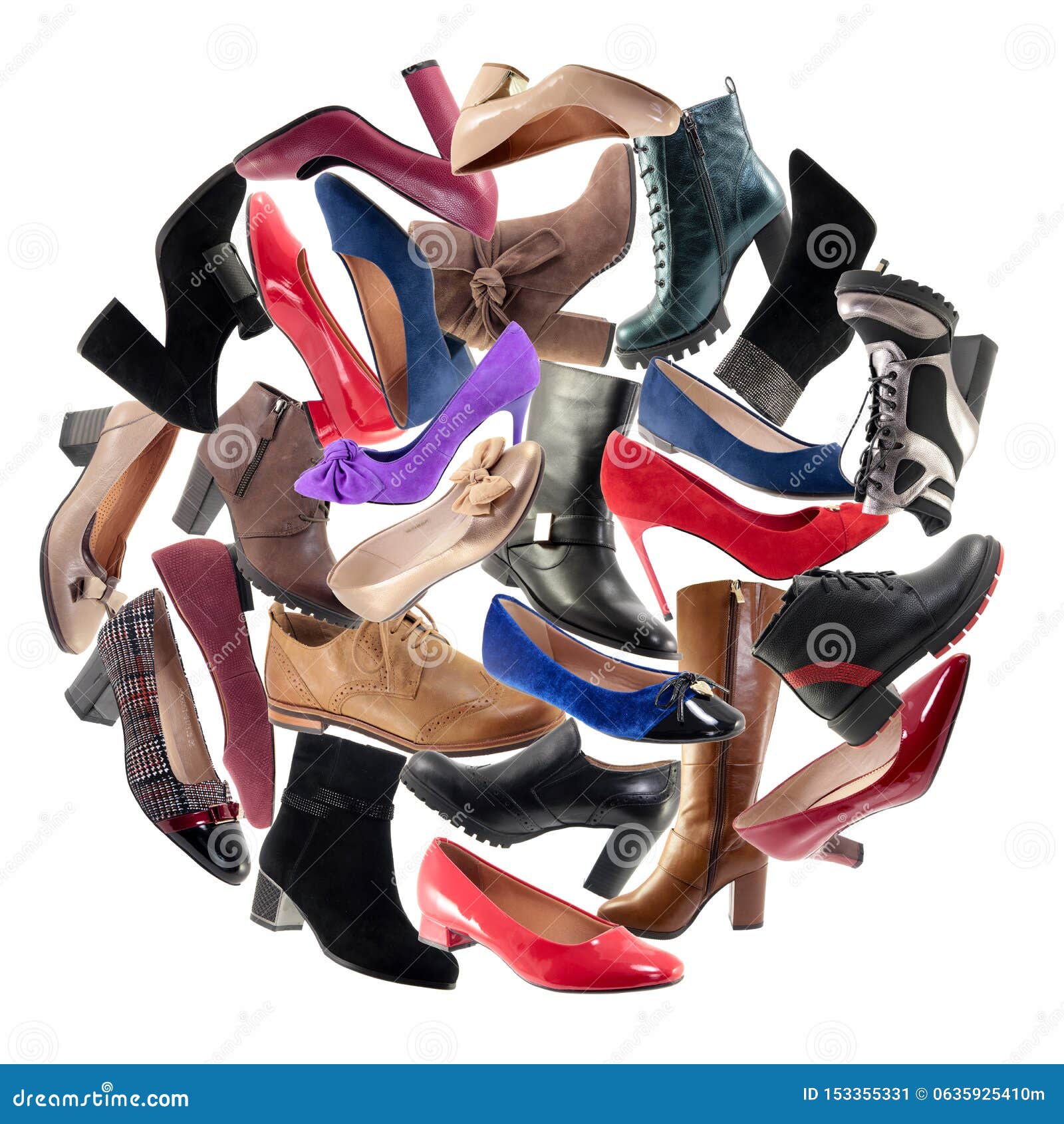 Circle of Different Shoes. Collage Stock Image - Image of isolated ...