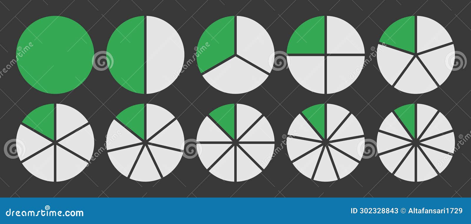 Circle Divided Into 4 Segments. Pie Or Pizza Shape Cut In Four Equal ...