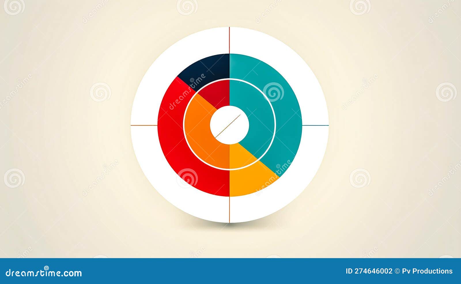 A Circle Divided into Pieces of Different Colors, Generative AI. Stock ...