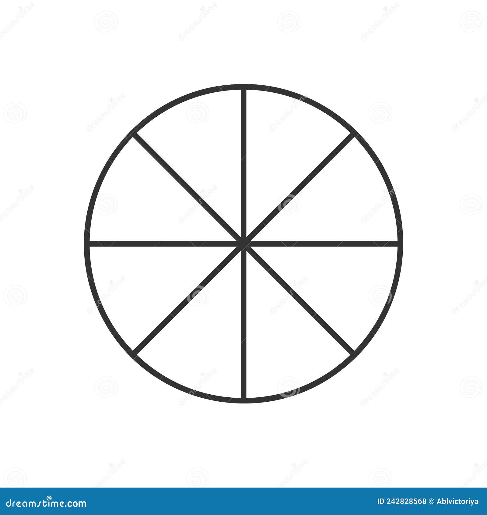 Circle Divided in 8 Segments. Pie or Pizza Round Shape Cut in Eight ...