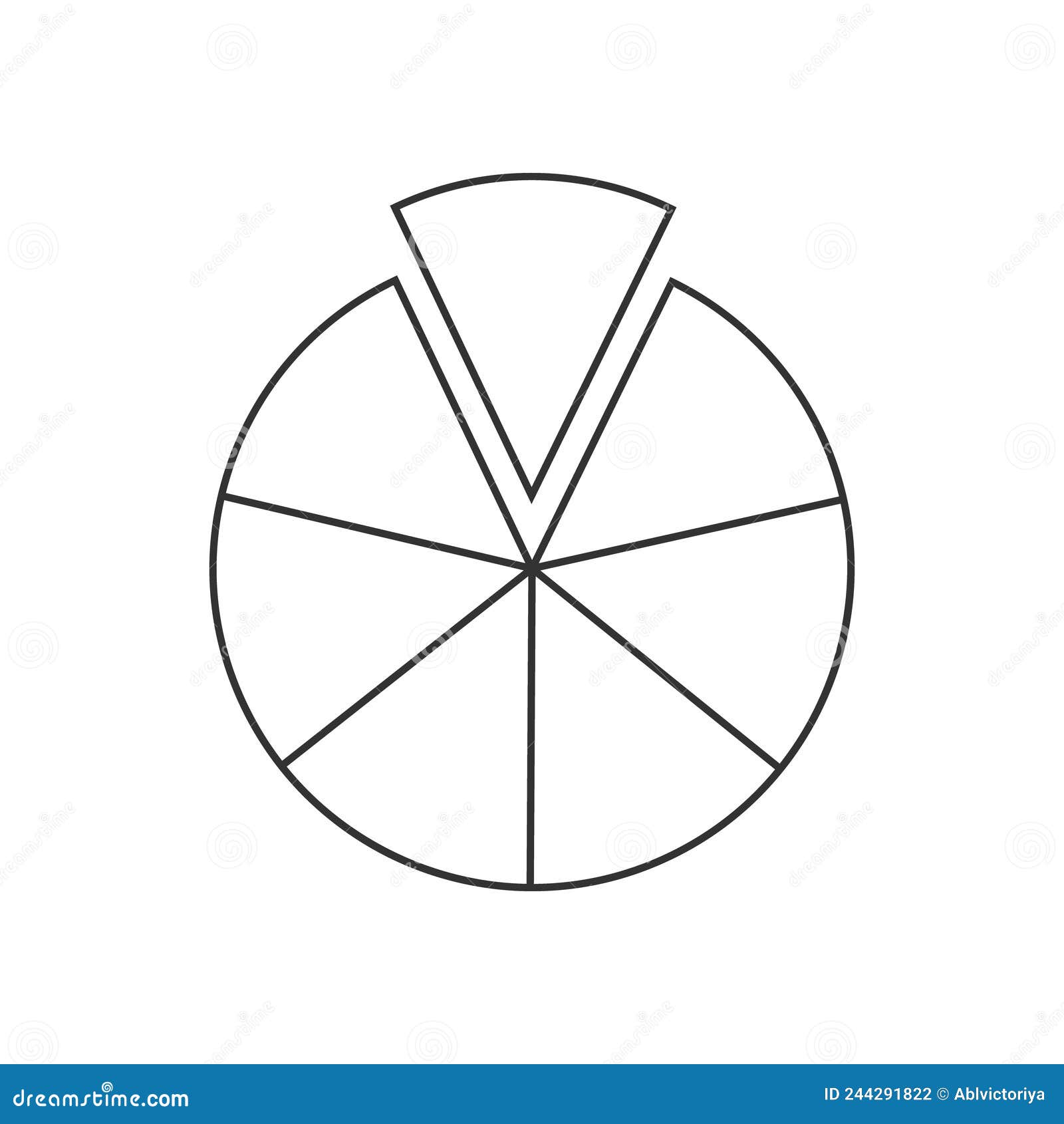 Circle Divided Into 7 Segments. Pie Or Pizza Shape Cut In Seven Equal ...