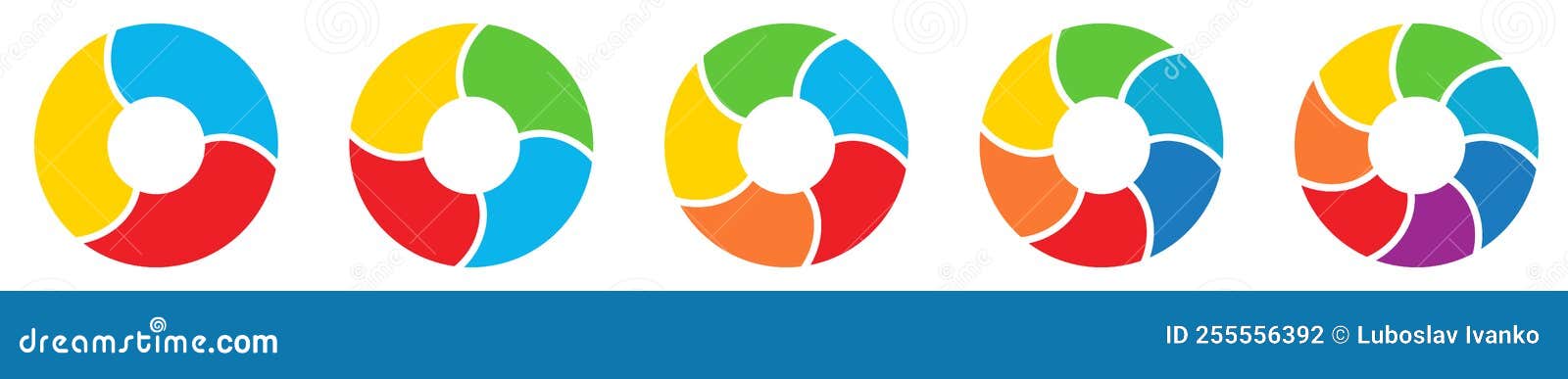 Circle Divided into Segments, Version with Three To Seven Parts. Simple ... Circle Divided into Segments, Version with Three To Seven Parts. Simple ...