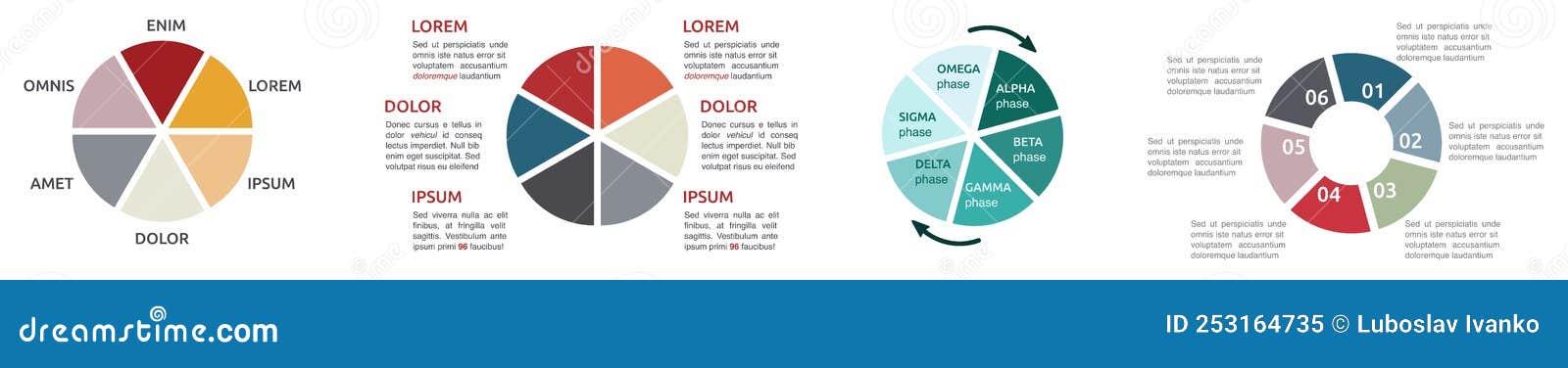 Circle Divided into Six Equal Parts, Different Versions - Infographics ...