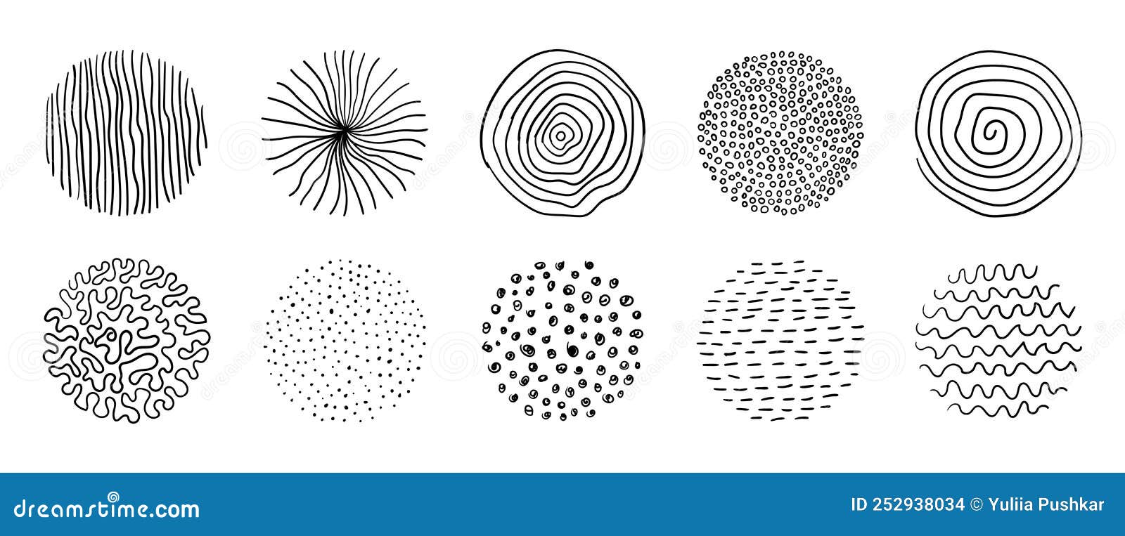 Circle Doodle Hand Drawn Textures. Vector Abstract Artistic Scribbles ...