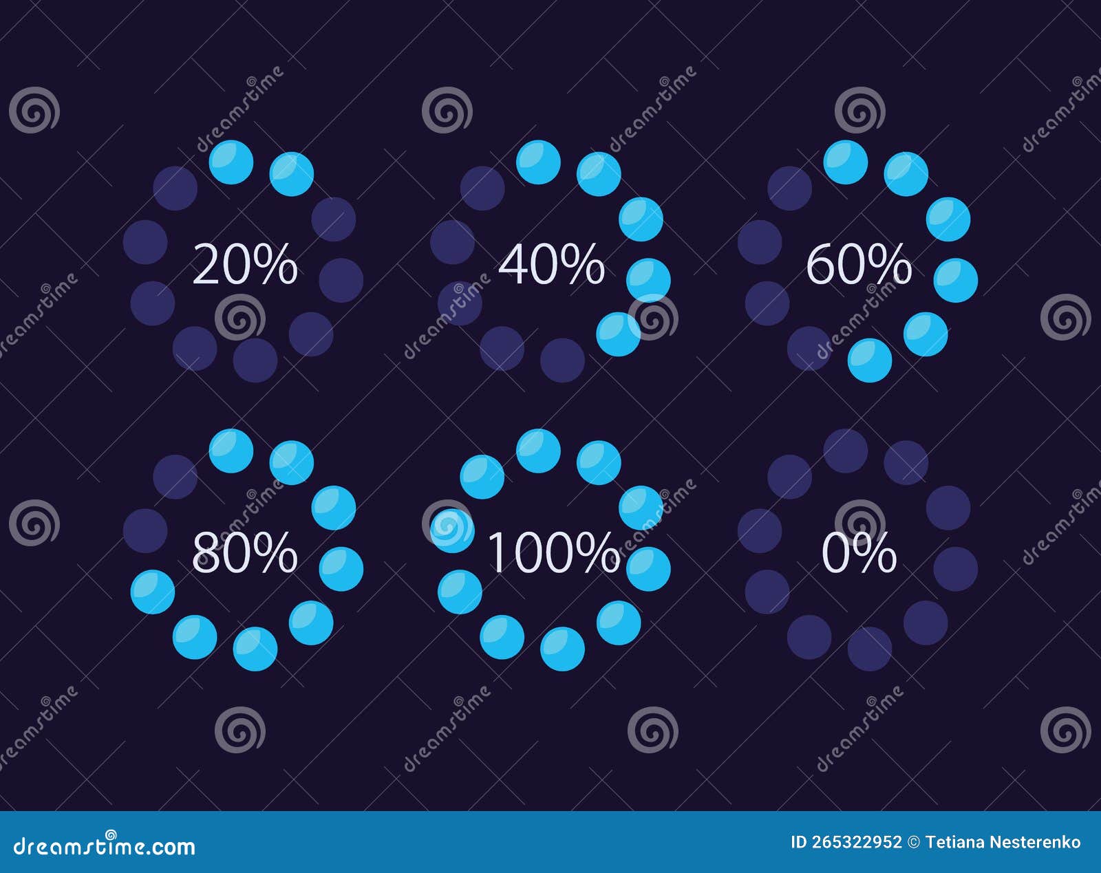 Circle Dot Infographic Chart Design Template Set for Dark Theme Stock ...