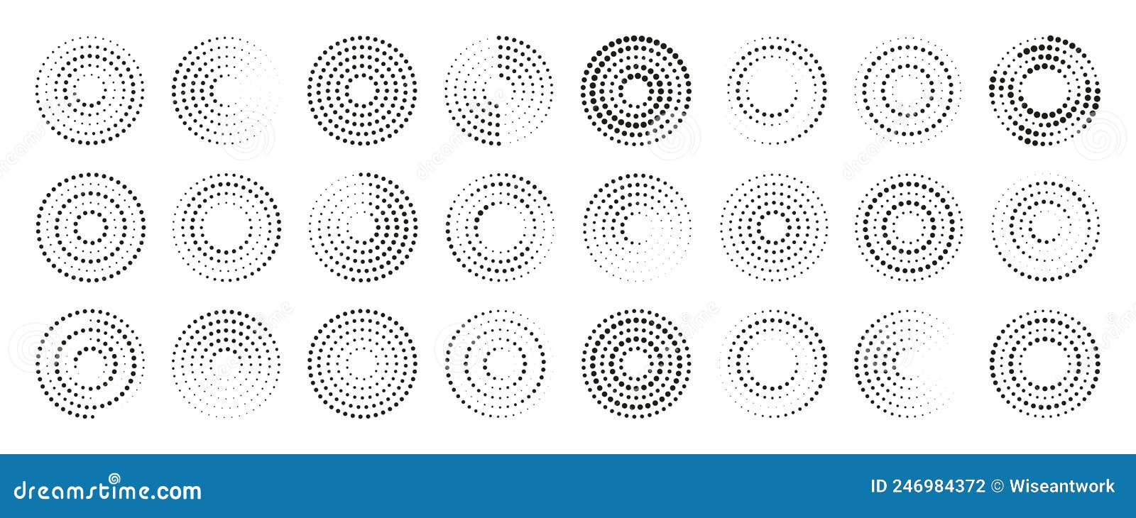 Circle Dot Pattern. Halftone Round Dot Pattern. Spiral Halftone Frame ...