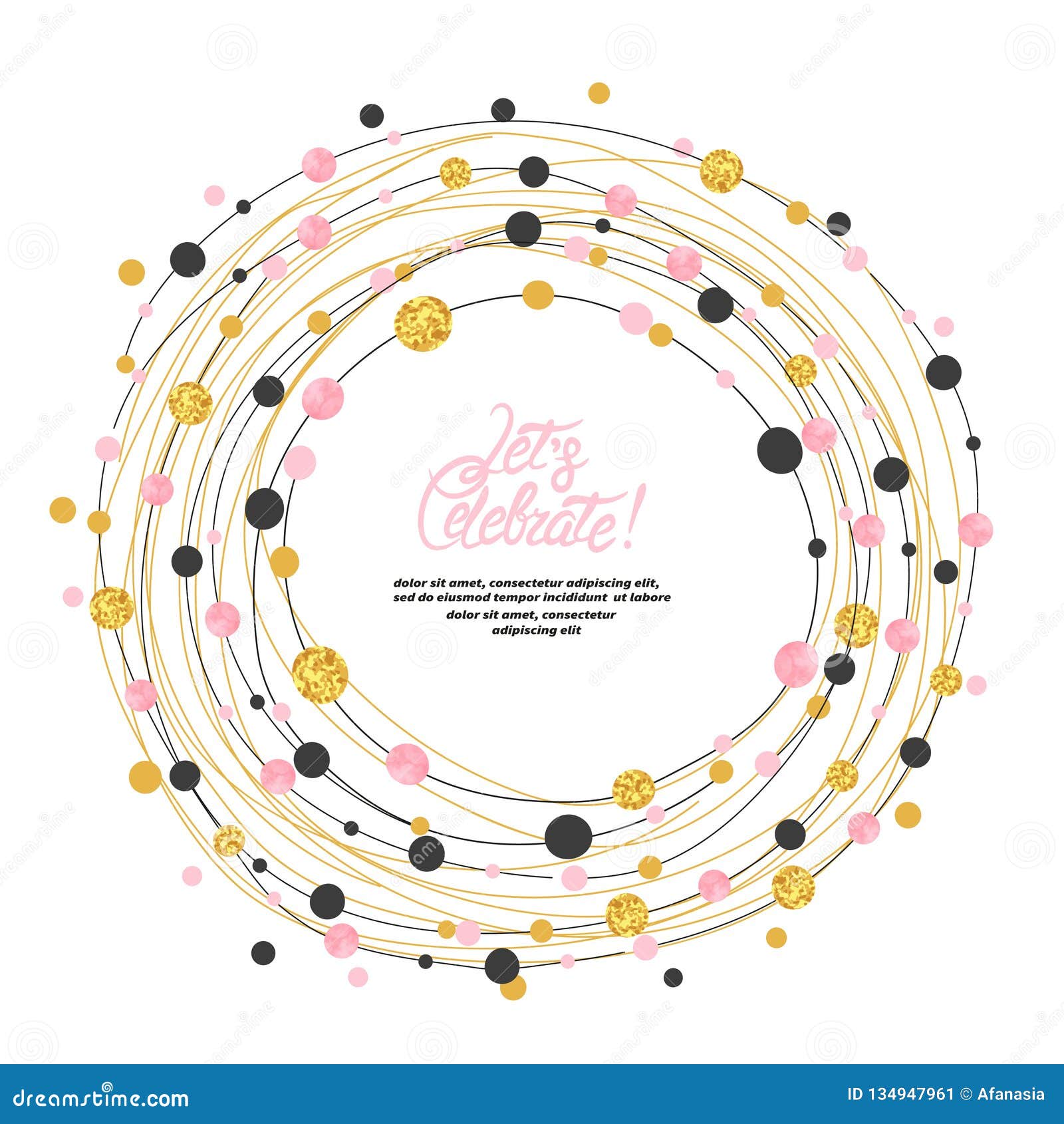 Circle Dots Frame Border with Place for Text. Vector Round Celebration ...