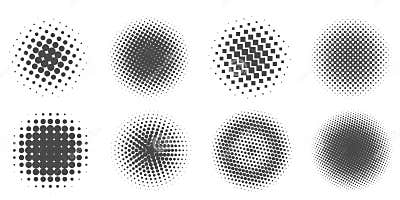 Circle Dots with Halftone Pattern. Round Gradient Background. Elements with Gradation Points ...