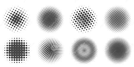 Circle Dots with Halftone Pattern. Round Gradient Background. Elements with Gradation Points ...