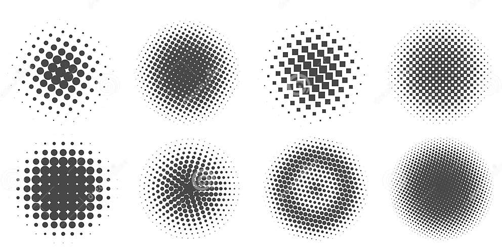 Circle Dots With Halftone Pattern Round Gradient Background Elements With Gradation Points