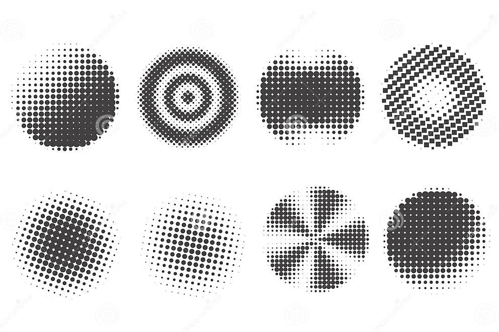 Circle Dots With Halftone Pattern Round Gradient Background Elements With Gradation Points