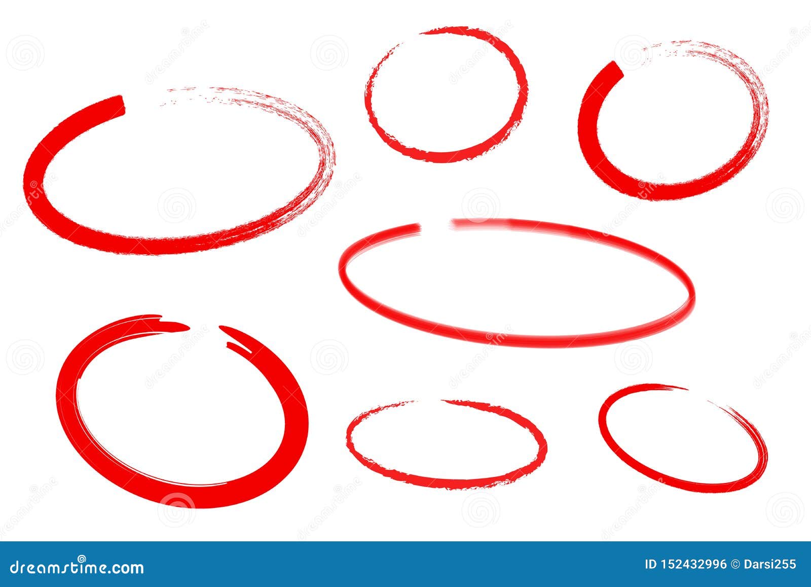 Circle Draw Set, Design Elements of Highlighting, Red Marker Isolated ...