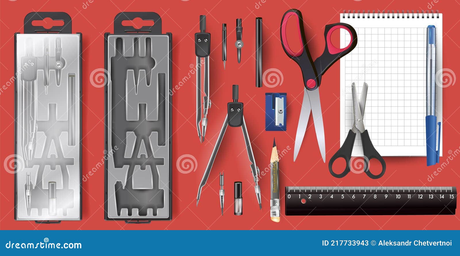 Circle Drawing Kit. Drawing Compass. Pair of Compasses Opened and ...