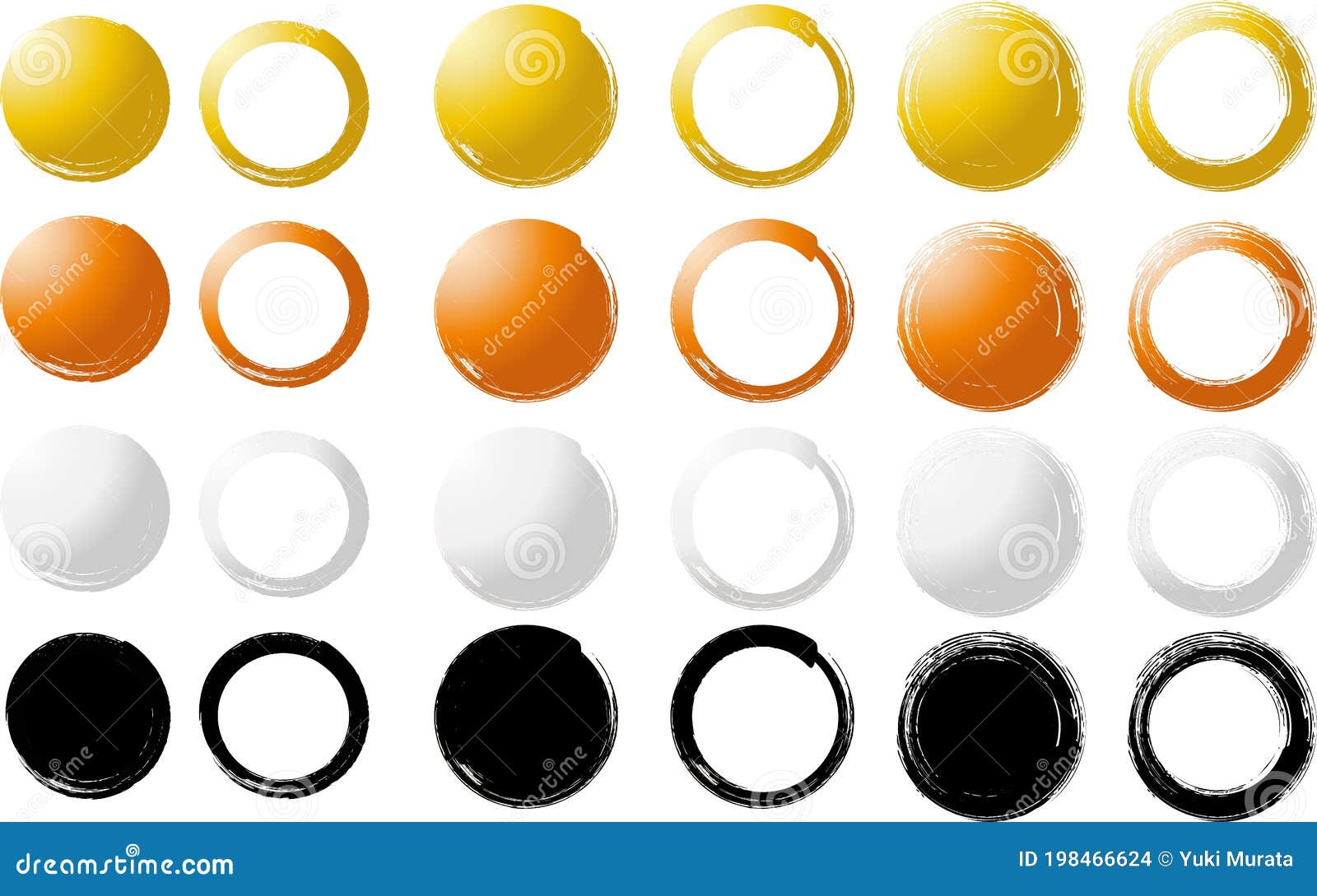 Circle Drawn with a Brushlet Set Stock Vector - Illustration of paper ...