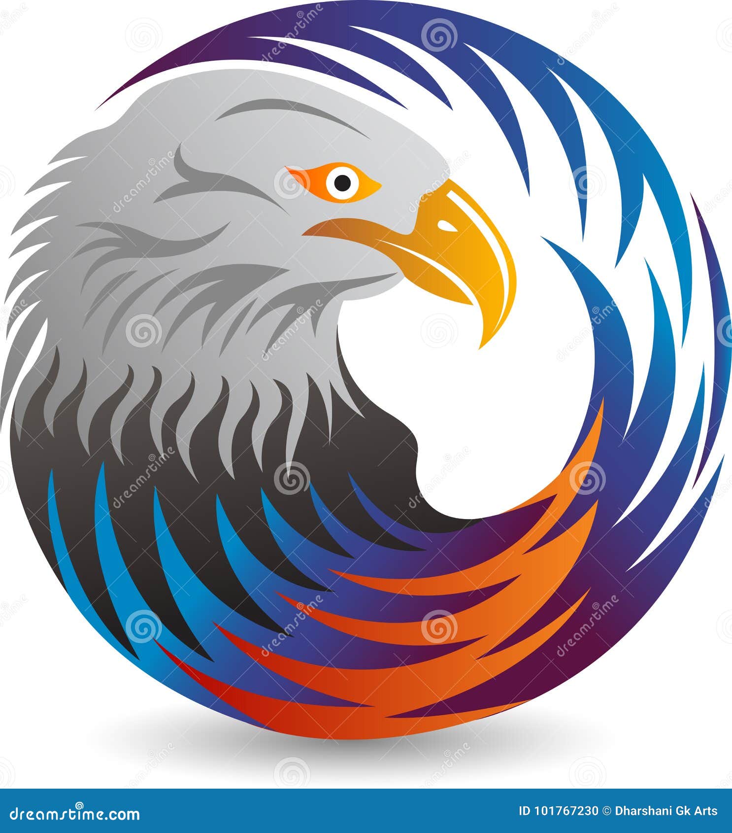 Circle Eagle Heads Logo Image . Aero Eagle Logo . Aircraft Eagle Logo Icon . Linear Flying ...