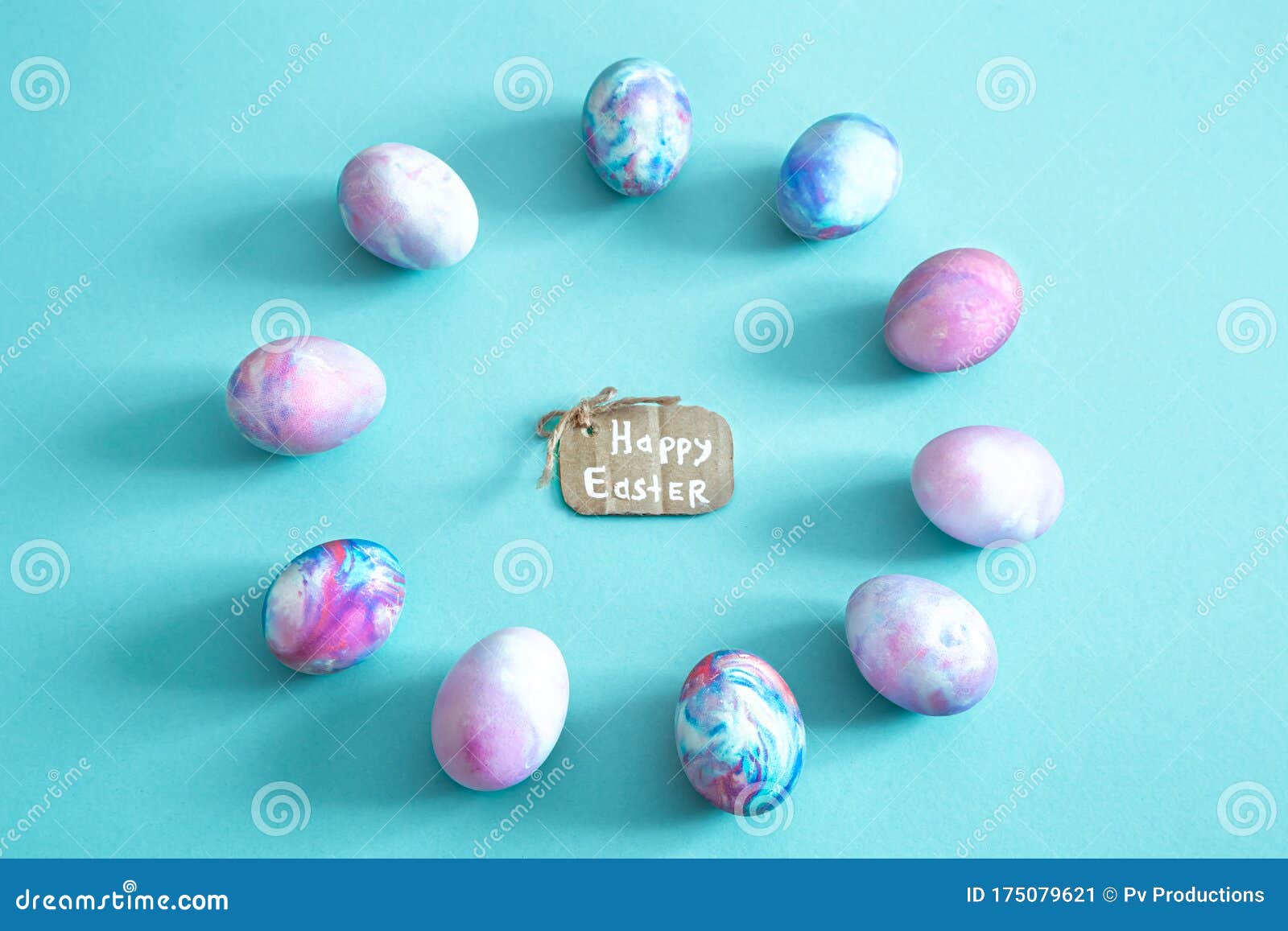 Circle of Easter Eggs on a Colored Isolated Background Stock Image ...
