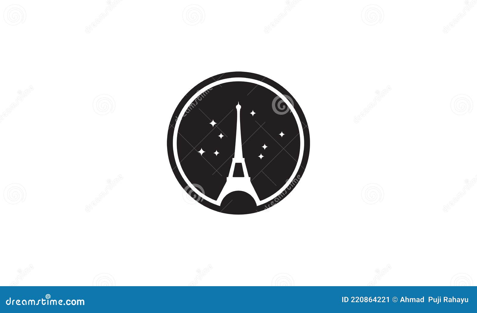 Circle Eiffel Night Star Logo Vector Icon Illustration Design Stock ...