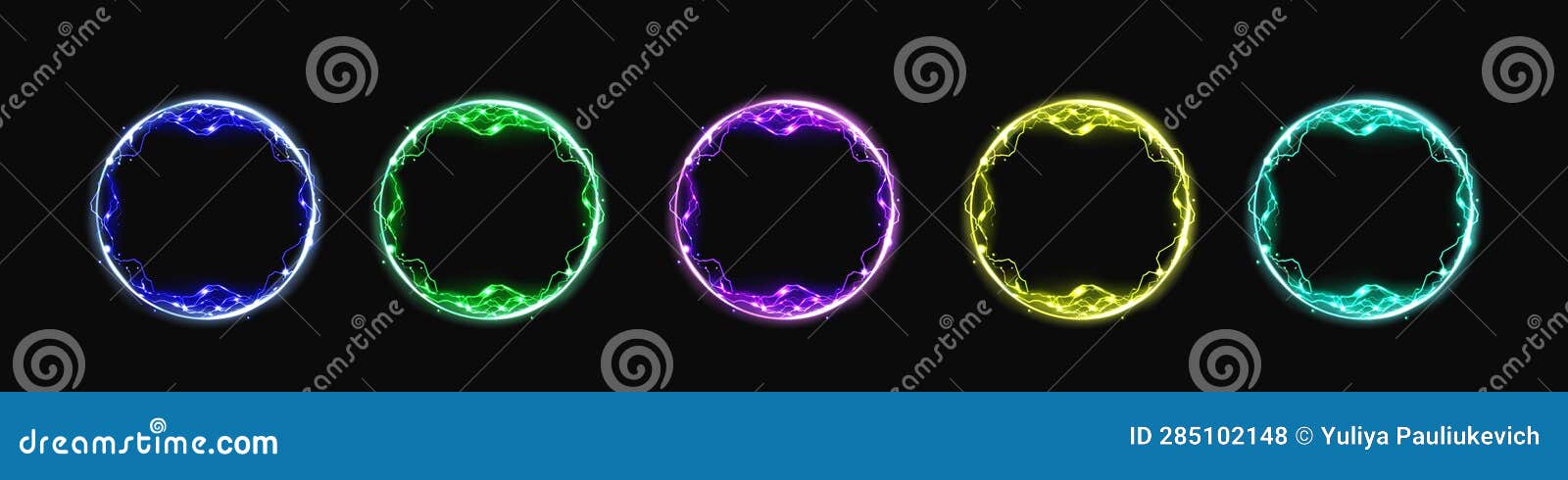 Circle Electric Energy Lightning Effect Frame Stock Vector ...