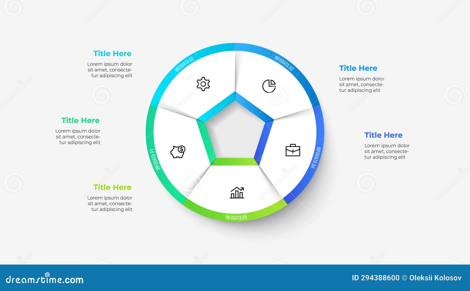 Circle Element is Divided into 5 Parts. Business Data Visualization for ...