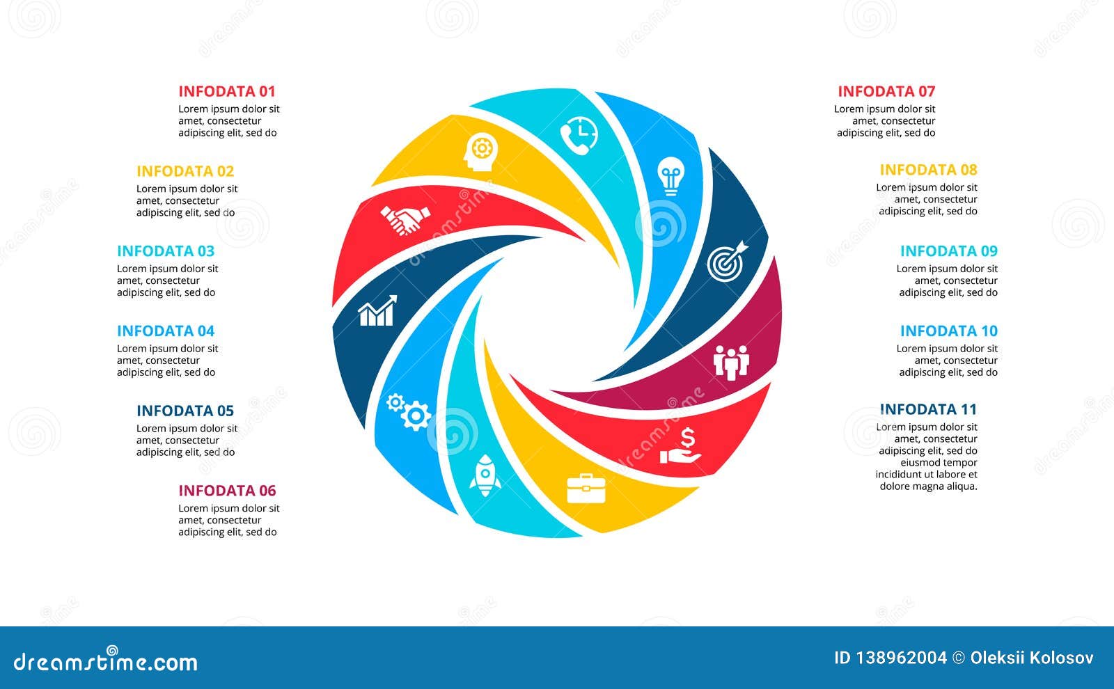 Circle Element for Infographic with 11 Options, Parts or Steps ...