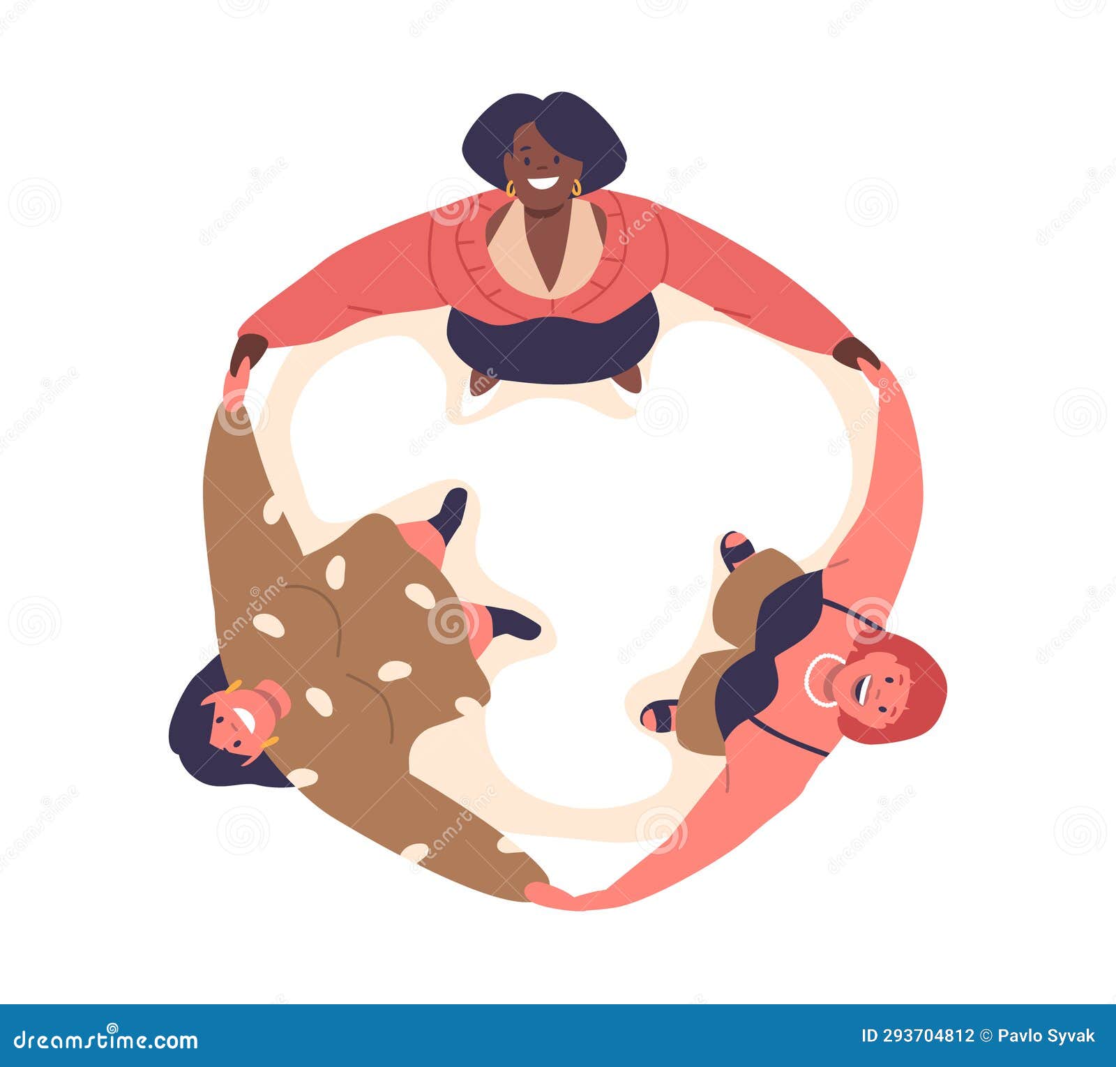 Circle of Embracing Souls Forms Heartwarming Bond from Top View. Arms ...
