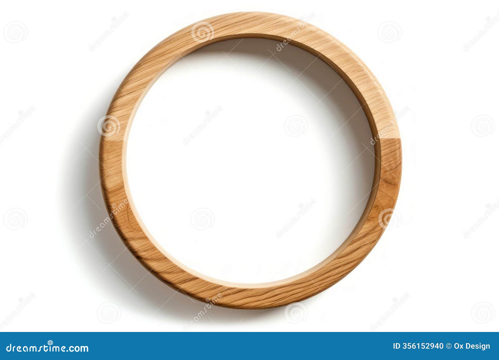 Circle Empty Wooden Frame or Border Isolated on White Background ...