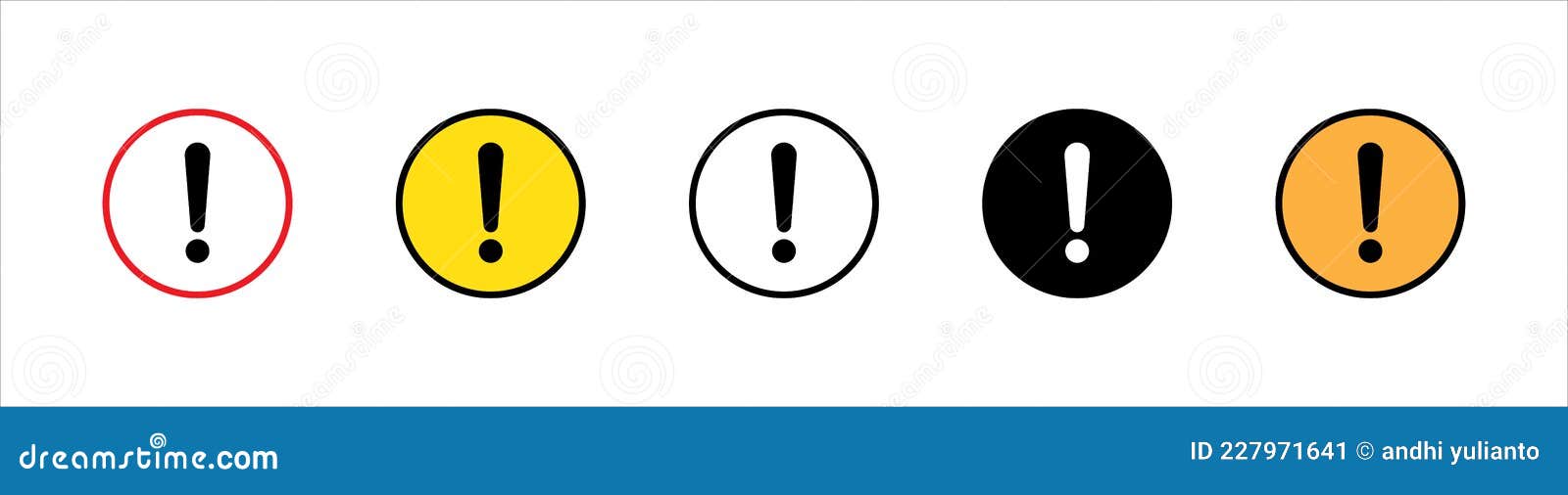 Circle Exclamation Mark Icon Vector Set. Red, Black, Yellow and White ...