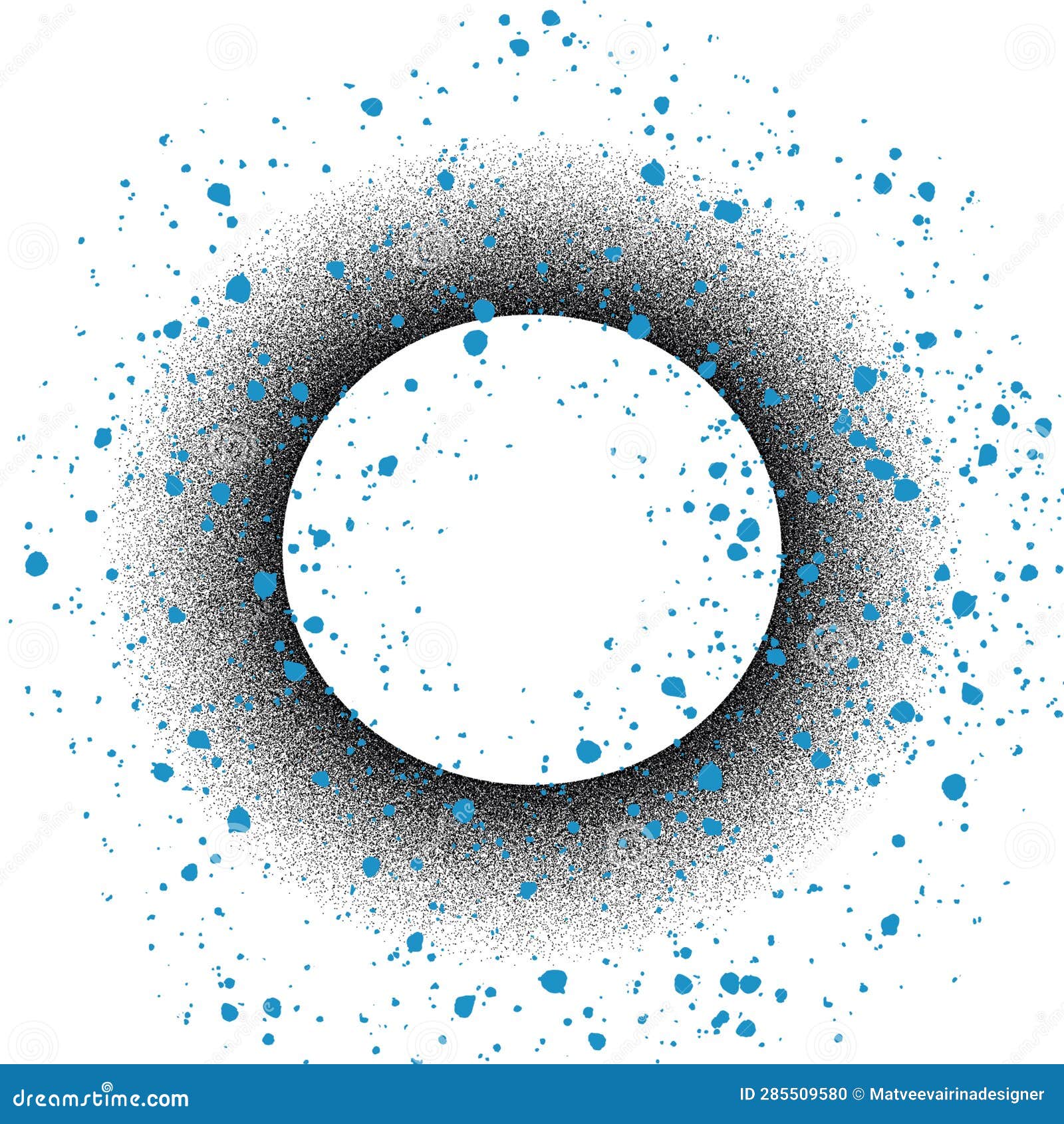 Circle with Explosion Texture and Blue Paint Drops,element for ...