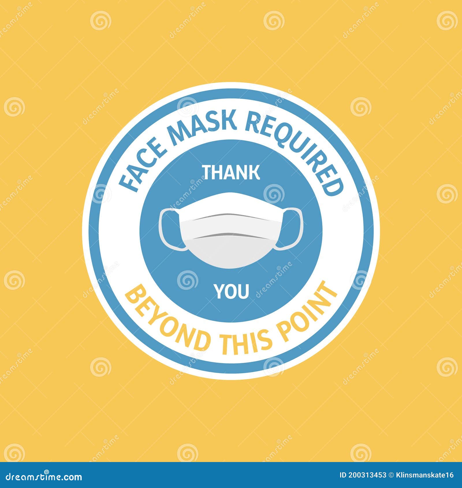 Circle Face Mask Required Design Template Isolated on Orange Background ...