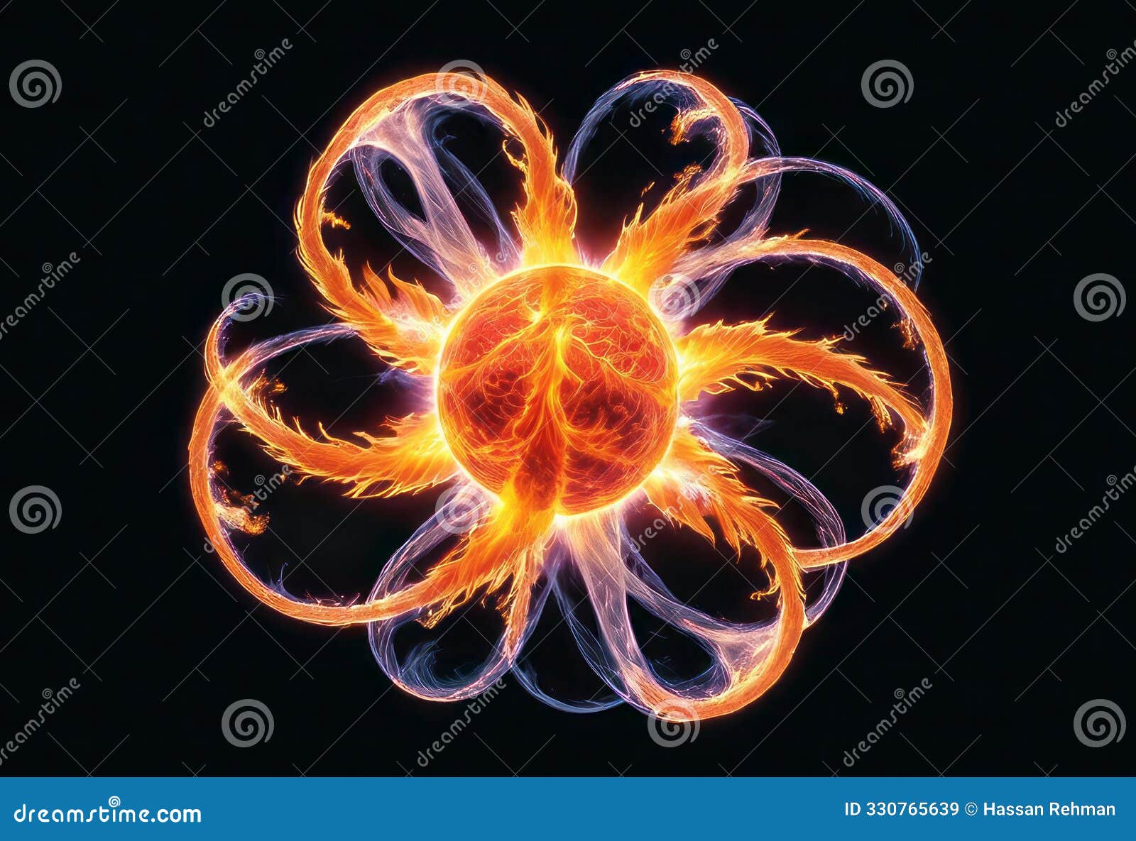 Circle Fire Ball on Black Background Stock Illustration - Illustration ...