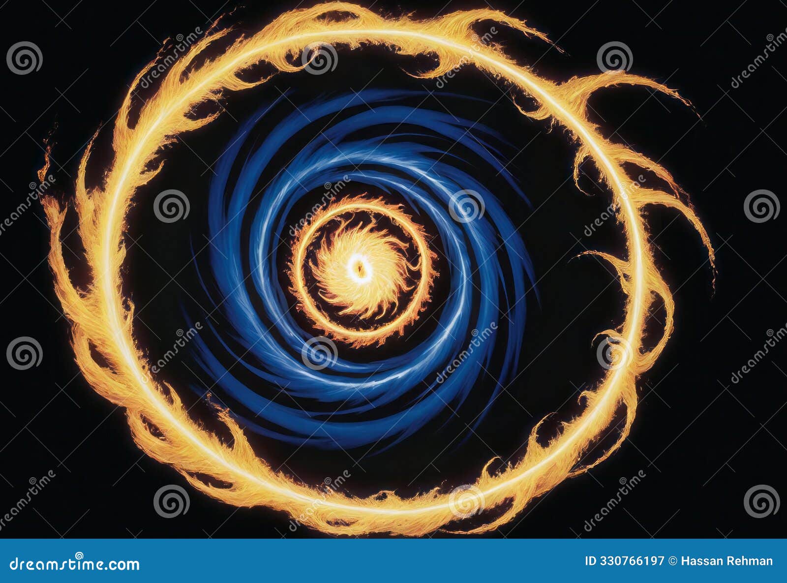 Circle Fire Ball on Black Background Stock Illustration - Illustration ...