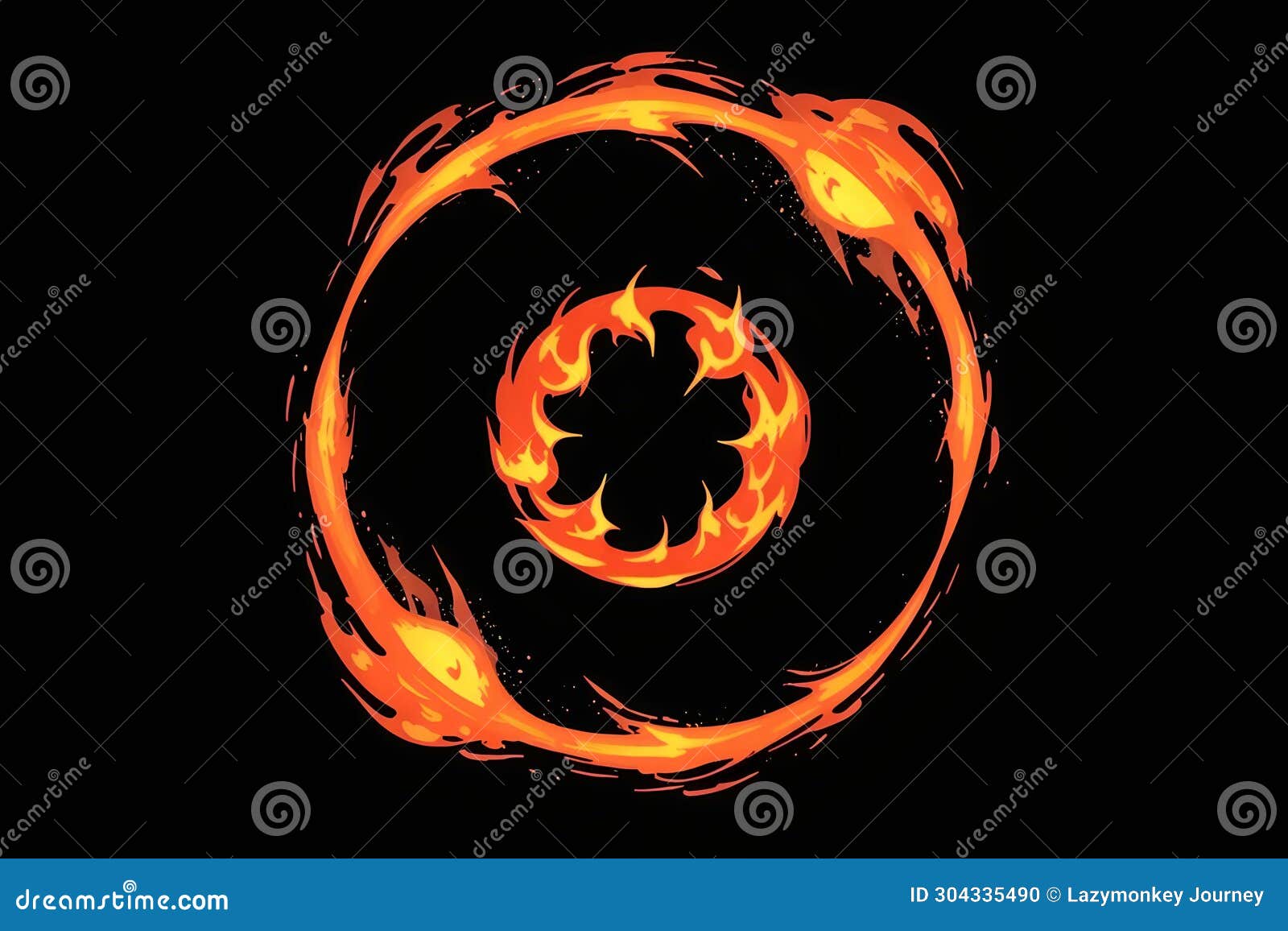 Circle Fire Flame Pattern on Dark Background Stock Illustration ...