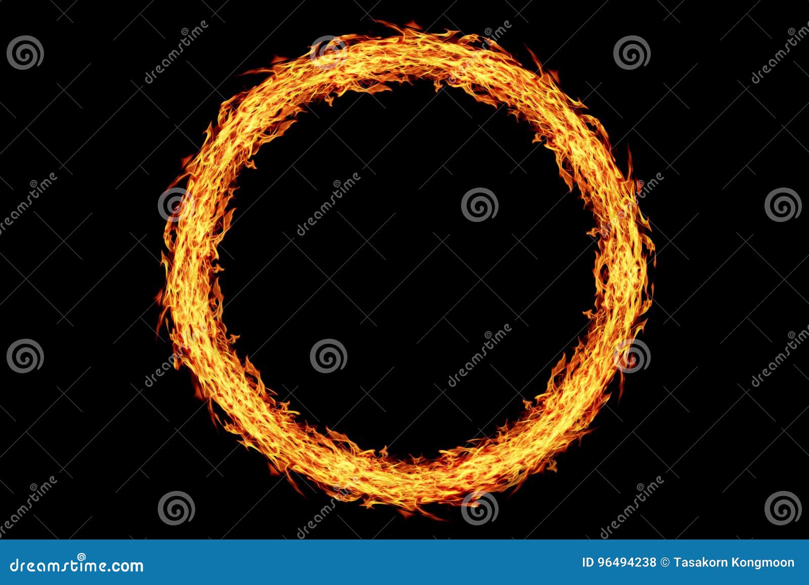 Circle Fire Frame Isolated on Black Stock Photo - Image of firework ...