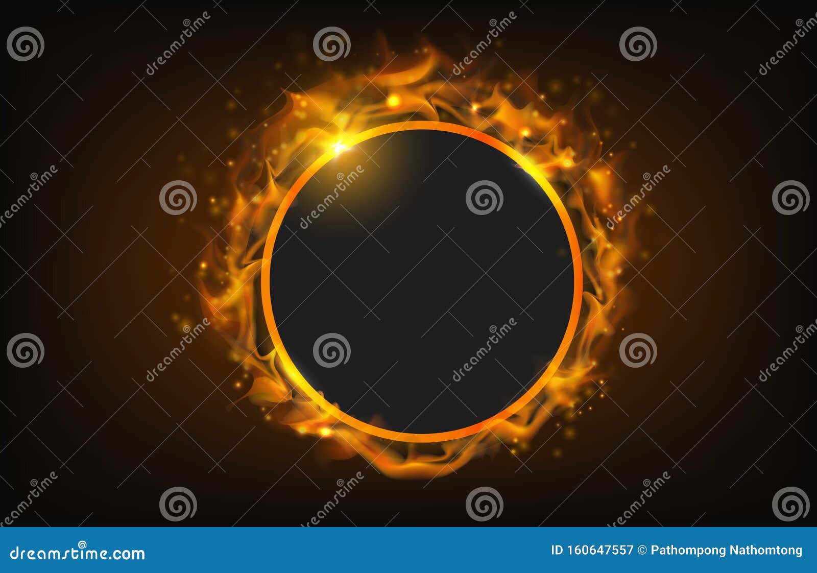 Circle Fire Frame With Particle Abstract Background Stock Illustration ...