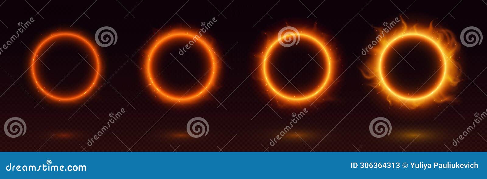 Circle fire frames set stock illustration. Illustration of fantasy ...