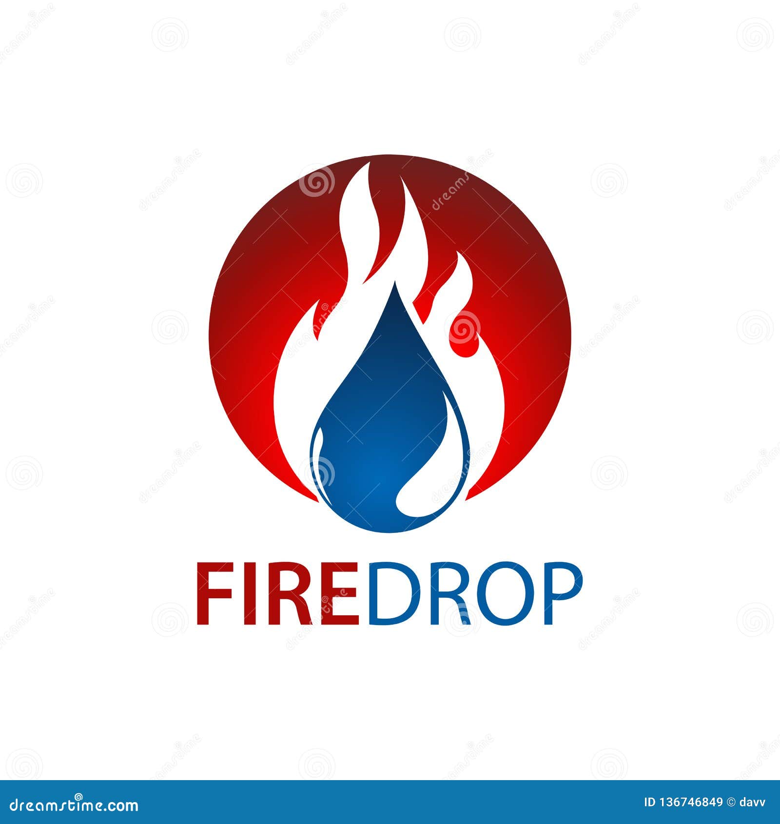 Circle Fire Water Drop Logo Concept Design. Symbol Graphic Template ...